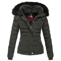 Steppjacke Navahoo "Navahoo Chloe warme Damen Winter Jacke Parka Mantel Stepp Kurzjacke gef&uuml;ttert NEU B301", Damen, Gr. XXL, grau (anthrazit), Obermaterial: 100% Polyester PES., Jacken Steppjacke
