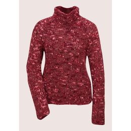Madeleine Mode Longpullover MADELEINE "Strickpullover Eleganter Grobstrickpullover mit Stehkragen", Damen, Gr. 40/42, rot (portwein, multicolor), Obermaterial: 62% Polyacryl PAN. 28% Wolle mw. 10% Polyester PES., Modern, Pullover Longpullover, Multicolor