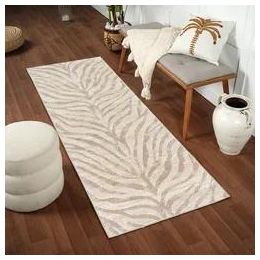Teppich LIVABLISS "LUANDA", beige, B:80cm H:11mm L:220cm, Kunstfaser, Teppiche, Teppich, Skandinavischer Teppich, Boho Wohnzimmerteppich/L&auml;ufer im Zebra Muster