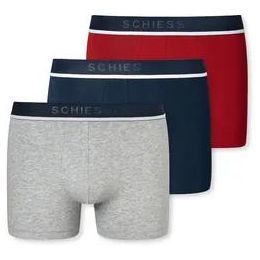 Boxershorts Schiesser "Boxershort 3er Pack", Herren, Gr. XL, bunt (rot, blau, grau), Obermaterial: 95% Baumwolle CO. 5% Elasthan EL., Unterhosen