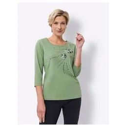 T-Shirt Classic Basics "3/4-Arm-Shirt", Damen, Gr. 52, gr&uuml;n (eucalyptus), 100% Baumwolle, bedruckt, gebl&uuml;mt, gemustert, mehrfarbig, Rundhals, Shirts T-Shirt
