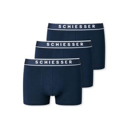 Boxershorts Schiesser "Boxershort 3PACK Shorts 3er Pack", Herren, Gr. S, blau (dunkelblau), Obermaterial: 95% Baumwolle CO. 5% Elasthan EL., Unterhosen Boxershorts