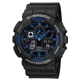Chronograph Casio G-SHOCK, schwarz (schwarz, dunkelblau), Armbanduhren, Damen, Chronograph, Quarzuhr,Armbanduhr,Herrenuhr,digital, bis 20 bar wasserd.Resinarmband