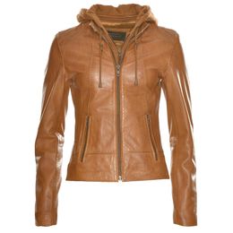 Lederjacke JCC "Lederjacke 31020359", Damen, Gr. XS, braun (cognac), Obermaterial: 100% Lammnappaleder LANA. Futter: 100% Polyester PES., Jacken Lederjacke