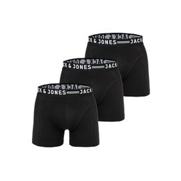 Jack & Jones Boxershorts JACK & JONES "Boxershort SENSE TRUNKS 3 PACK 3er Pack", Herren, Gr. S, schwarz, Obermaterial: 95% Baumwolle CO. 5% Elasthan EL., Unterhosen Boxershorts