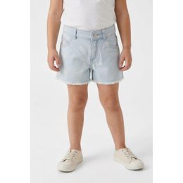 Jeansshorts KIDS Only "KOGROBYN DAISY SHORTS BJ", M&auml;dchen, Gr. 146, N-Gr, light blau denim, Denim/Jeans, Obermaterial: 100% Baumwolle, bedruckt, unifarben, Basic, regular fit ca. Mitte Oberschenkel, Jeans Jeansshorts