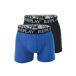 Boxershorts Replay "Boxershort 2er Pack", Herren, Gr. XL, blau (blau, schwarz), Obermaterial: 95% Baumwolle CO. 5% Elasthan EL., Unterhosen Boxershorts