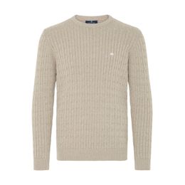Strickfleece-Pullover Kronstadt "Strickpullover KSCall", Herren, Gr. XXL, beige (sand mix), Obermaterial: 100% Baumwolle CO., Pullover Strickfleece-Pullover