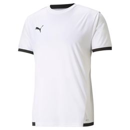 Fu&szlig;balltrikot Puma "TEAMLIGA JERSEY", Herren, Gr. XL, schwarz-wei&szlig; (Puma wei&szlig;, Puma schwarz), Interlock, Obermaterial: 100% Polyester, unifarben, regular fit normal, Rundhals, Trikots Fu&szlig;balltrikot, Fu&szlig;ball, Kurzarm, Rundhalsausschnitt, aus Interlock-Material