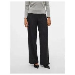 V&eacute;ro Moda Schlupfhose VERO MODA "VMBERLIN MY MW WIDE PRINT PANT NOOS", Damen, Gr. M (38), L&auml;nge 30, schwarz (obsidian stripes:oatmeal pinstripes), Web, Obermaterial: 95% Polyester, 5% Elasthan, gestreift, loose fit normal, Hosen Schlupfhose