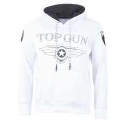 Kapuzensweatshirt Top Gun "Hoodie Defend TG20193010", Herren, Gr. M, wei&szlig;, Obermaterial: 65% Baumwolle CO. 35% Polyester COOLMAX PES(Coolmax)., Pullover Kapuzensweatshirt