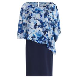 Cocktailkleid Vera Mont "Cocktailkleid mit Blumenprint", Damen, Gr. 36, EURO, blau (dunkelblau, blau), 100% Polyester PES., Kleider Cocktailkleid