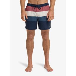 Badeshorts Quiksilver "STRETCH SCALLOP VOLLEY 16", Herren, Gr. XXL (56), N-Gr, schwarz navy ti, Web, Elasthan, Polyester, Colorblocking, gestreift, Badehosen Badeshorts, bequeme Passform, schnell trocknendes Material, PFC FREE Technologie