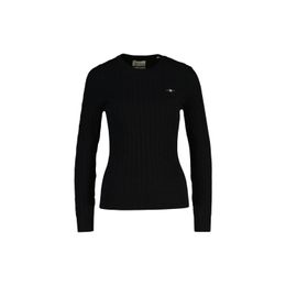 Sweater Gant "Strickpullover STRETCH COTTON CABLE C-NECK", Damen, Gr. S, schwarz, Obermaterial: 88% Baumwolle CO. 10% Polyamid PA. 2% Elasthan EL., Sweatshirts Sweater