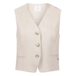 BETTY & CO Shirtweste BETTY & CO "Sommerweste mit Taschen", Damen, Gr. 42, beige, Obermaterial: 35% Polyester Pol. recyc.. 24% Leinen LI. 20% Baumwolle CO. 18% Viskose CV. 3% Elasthan EL., Westen Shirtweste