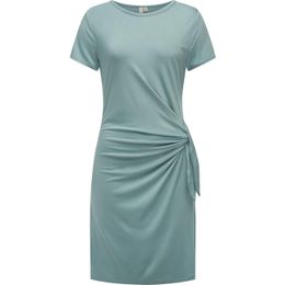 Shirtkleid Ragwear "Shirtkleid Knotta", Damen, Gr. XL, N-Gr, blau (aqua), Obermaterial: 95% Viskose CV. 5% Elasthan EL., Kleider Shirtkleid