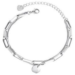 Armband Firetti "Schmuck Geschenk Edelstahl Armschmuck Ankerkettengliederung Pl&auml;ttchen", silber (edelstahlfarben), Armb&auml;nder, Damen, 22,5cm, Edelstahl, Armband