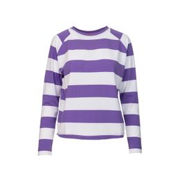 Langarmshirt SALZHAUT "Longsleeve HASELA", Damen, Gr. XS, lila (lila, wei&szlig;), Obermaterial: 92% Baumwolle CO. 8% Elasthan EL., Shirts Langarmshirt