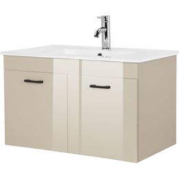 Waschtisch Welltime "Florenz, Breite 60cm, 2 T&uuml;r, 2 F&auml;cher, MDF-Front", beige (kaschmir), B:79cm H:48cm T:45cm, MDF, Waschtische, Waschtisch, Waschplatz mit 2 T&uuml;ren,in verschiedenen Farben erh&auml;ltlich, Badm&ouml;bel