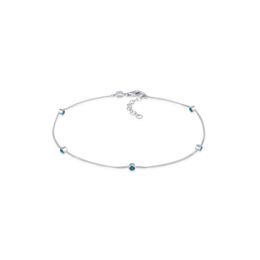 Fu&szlig;kette Elli "Fu&szlig;schmuck Fu&szlig;kettchen 925 Silber, mit Kristallen von Swarovski" Gr. 25, blau, Fu&szlig;ketten, Damen, Silber 925 (Sterlingsilber), Fu&szlig;kette