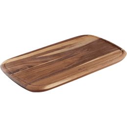 Schneidebrett Tefal "Jamie Oliver", braun (holzfarben), B:28cm H:2,5cm L:49cm, Massivholz, Schneidebretter, Schneidebrett, praktische Saftrille, zum Schneiden und Servieren