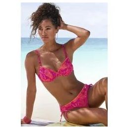 B&uuml;gel-Bikini Venice Beach "Kensi", Damen, Gr. 36, Cup E, bunt (orange, pink bedruckt), Xtra Life LYCRA, bedruckt, kontrastfarbene Details, Bikini-Sets B&uuml;gel-Bikini, seitlich regulierbar mit modernem Print
