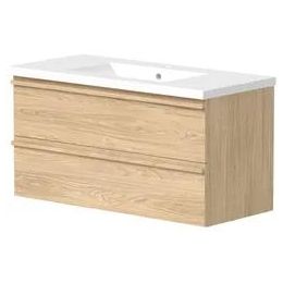 Waschtisch Welltime "Only inklusive Waschbecken, Schubladen mit Vollauszug", light oak, eiche, B:101cm H:53,5cm T:46,5cm, FSC-zertifizierter Holzwerkstoff, Waschtische, Waschtisch, Badm&ouml;bel in verschiedenen Breiten, mit Soft-Close Funktion, FSC