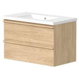 Waschtisch Welltime "Only inklusive Waschbecken, Schubladen mit Vollauszug", light oak, eiche, B:81cm H:53,5cm T:46,5cm, FSC-zertifizierter Holzwerkstoff, Waschtische, Waschtisch, Badm&ouml;bel in verschiedenen Breiten, mit Soft-Close Funktion, FSC