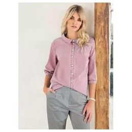 Jeansbluse Heine, Damen, Gr. 40, rosa (ros&eacute;), 96% Baumwolle, 4% Elasthan, unifarben, Blusen Jeansbluse