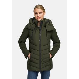 Winterjacke Marikoo "Marikoo Tivaa Damen Herbst Winter Steppjacke N103", Damen, Gr. L, gr&uuml;n (schwarz olive), Obermaterial: 98% Polyester PES. 2% Elasthan EL., Jacken Winterjacke