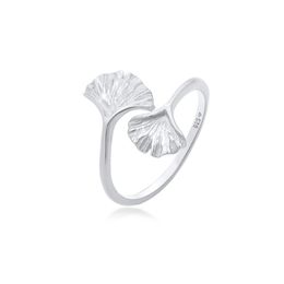 Silberring Elli "Ring Verstellbar offen Ginkgo Blatt Natur 925 Silber", silber, Fingerringe, Damen, Silber 925 (Sterlingsilber), Silberring