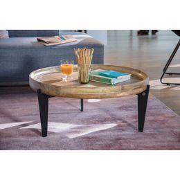 Couchtisch Sit "T-TRAY TABLE LARGE", gelb (mango natur), B:75cm H:34cm T:75cm, Tische, Couchtisch, mit Tablett, rund, &oslash; 75 cm