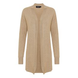 Strickjacke oxmo "Strickjacke OXKat", Damen, Gr. XL, beige (cement melange), Obermaterial: 70% Viskose CV. 30% Nylon NY., Strickjacken Strickjacke