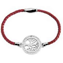 Adelia&acute;s Lederarmband ADELIA&acute;S "Damen Armband &iquest; Lederarmband Lebensbaum aus Leder mit Strass Steinchen 18 cm" Gr. 18, rot, Armb&auml;nder, Damen, Blacklist, Lederarmband