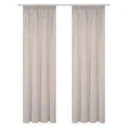 Gardine Heine HOME Gr. 3, grau (taupe), B:140cm H:245cm, Polyester, Gardinen, Gardine