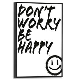 Poster Reinders "Don't Worry", schwarz-wei&szlig; (farbe bild(er): schwarz, wei&szlig;), B:20cm H:30cm T:1,6cm, Bilder, Poster, Toilette - Be Happy - Schwarz-Wei&szlig; - MDF - Spr&uuml;che - 20x30 cm