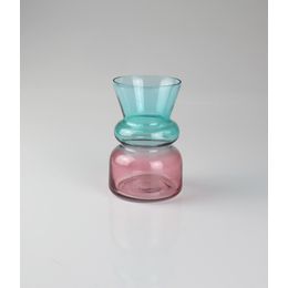 Dekovase AM Design "aus Glas", multicolor, B:8cm H:12cm, Glas, Vasen, Dekovase, 2er Set, BxH: 8x12 cm