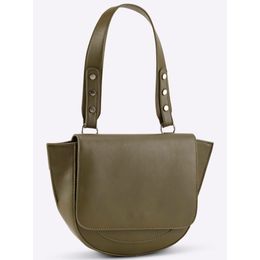 Handtasche Heine, Damen, Gr. B/H/T: 32cm x 23cm x 6,5cm, gr&uuml;n (khaki), Viskosemischung, unifarben, Taschen Handtasche