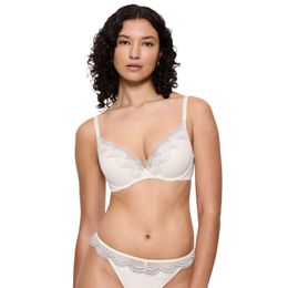 Push-up-BH Triumph "Comfort Glam WHU", Damen, Gr. 70, Cup D, wei&szlig; (silk wei&szlig;), Spitze, Obermaterial: 46% Polyester, 41% Polyamid, 13% Elasthan, BHs Push-up-BH, Comfort Wire