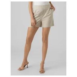 V&eacute;ro Moda Shorts VERO MODA "VMJESMILO HW SHORTS WVN NOOS", Damen, Gr. XL (42), N-Gr, beige (silber lining), Web, Obermaterial: 55% Viskose, 45% Leinen, unifarben, regular fit kurz, Hosen Shorts, Viskosemischung, regular fit, mit Leinen