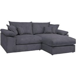 Ecksofa Home Affaire "Soft&Cosy XL L-Form, B: 246 cm - OTTO. Verl&auml;ssliche Qualit&auml;t.", grau (anthrazit), B:246cm T:187cm, 100% Polyester, Sofas, Ecksofa, Mega-Sofa, Cord oder Chenille-Struktur, mit Federkern & 4 Zierkissen