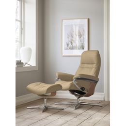 Fu&szlig;hocker stressless "Sunrise", beige (sand paloma), B:57cm H:42cm T:40cm, Leder PALOMA: PALOMA ist ein durchgef&auml;rbtes Semianilin-M&ouml;belleder mit nat&uuml;rlicher Narbung., Hocker, Fu&szlig;hocker, mit Cross Base, Gr&ouml;&szlig;e S, M & L, Holzakzent Eiche