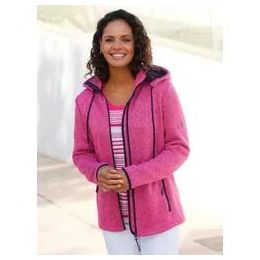 Fleecejacke Casual Looks, Damen, Gr. 42, pink (fuchsia, meliert), 100% Polyester, meliert, Jacken Fleecejacke