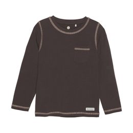 Langarmshirt EN FANT "Langarmshirt ENTshirt", Jungen, Gr. 116, braun (coffee bean), Web, Obermaterial: 95% Baumwolle CO. 5% Elasthan EL., unifarben, regular fit, Rundhals, Shirts Langarmshirt