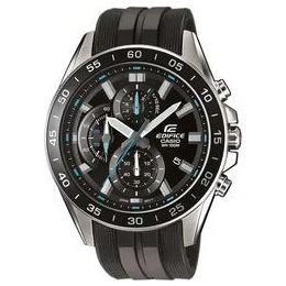 Chronograph Casio EDIFICE, schwarz (schwarz, t&uuml;rkis), Armbanduhren, Herren, Chronograph, Quarzuhr, Armbanduhr, Herrenuhr, bis 10 bar wasserdicht, Resinarmband