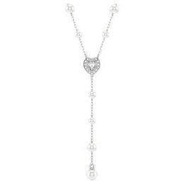 Y-Kette Swarovski "Schmuck Geschenk Ariana Grande Y-Halskette Herz", silber (metallfarben, kristallwei&szlig;), Halsketten, Damen, Metall, L: 38, mit Swarovski Kristall