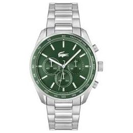Chronograph Lacoste "VANCOUVER", silber (silberfarben, gr&uuml;n), Armbanduhren, Herren, Chronograph, Quarzuhr, Armbanduhr, Herrenuhr, Stoppfunktion, Edelstahlarmband