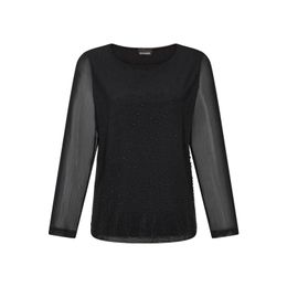 Langarmshirt GOLDNER "Kurzgr&ouml;&szlig;e Shirt aus Mesh mit Glitzersteinen", Damen, Gr. 20, schwarz, Obermaterial: 95% Polyester PES. 5% Elasthan EL., Shirts Langarmshirt, Glitzersteine