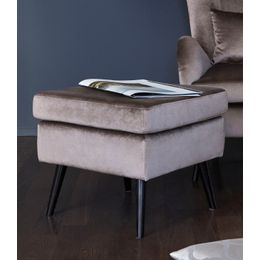 Hocker Home Affaire "Salla", grau (taupe), B:58cm H:49cm T:58cm, Samtcord (92% Polyester 8% Polyamid);Struktur (100% Polyester);Struktur Hahnentritt (100% Polyester);Struktur fein (100% POlyester);Samtoptik (100% Polyester);Fellimitat (100%Polyester), Hocker, Hocker, Bezug auch in Luxus-Microfaser in Teddyfelloptik