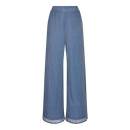 Schlupfhose GOLDNER "Kurzgr&ouml;&szlig;e Palazzo-Hose VERA aus Glanz-Plissee", Damen, Gr. 27, K-Gr, blau, Obermaterial: 100% Polyester COOLMAX PES(Coolmax)., Hosen Schlupfhose